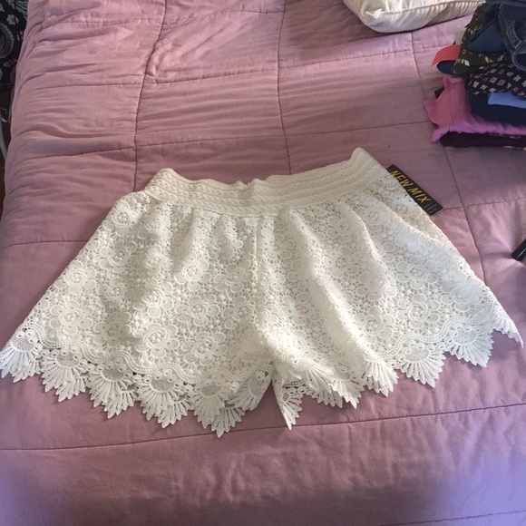 New Mix | Shorts | Nwt White Lacy Short Shorts By New Mix X | Poshmark